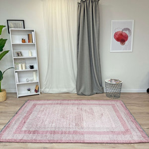 Union Rustic Alfa Rich Candelario Mauve & Lilac Washable Woven Cotton Area Rugs for Living Room ...